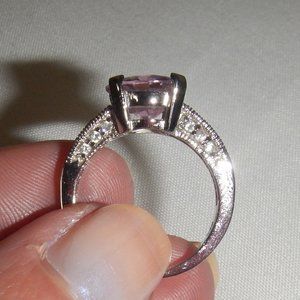Jewelry | Round Pink Cz Stone Ring With Clear Cz Accents | Poshmark